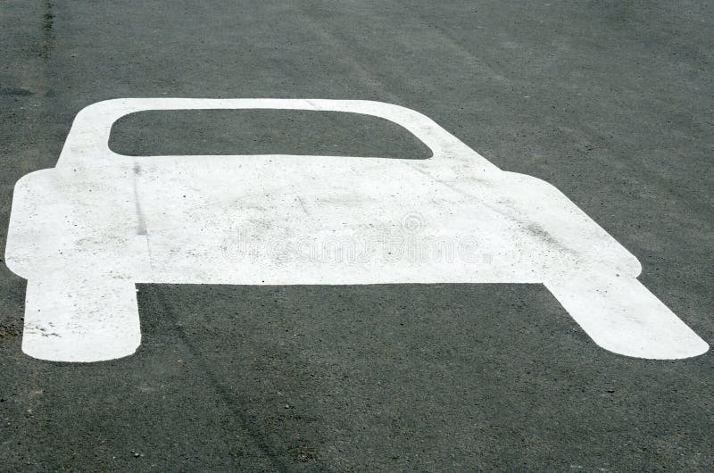 Car Shaped White Sign on Asphalt Stock Image - Image of tourism, white ...