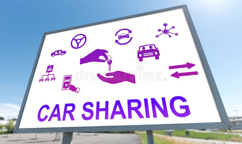 Car Sharing Concept on a Billboard Stock Illustration - Illustration of ...