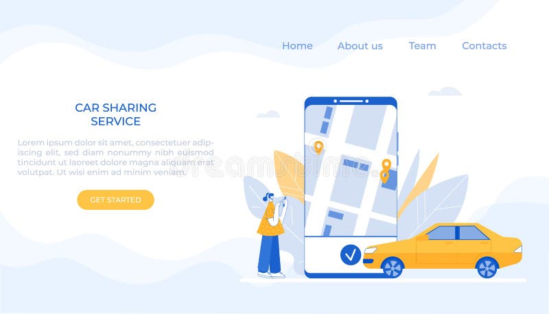 Car Sharing Concept. Mobile Application. Vector Illustration. Stock ...