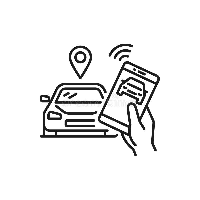 Car Sharing Controlled Via App in Smartphone Icon Stock Vector ...