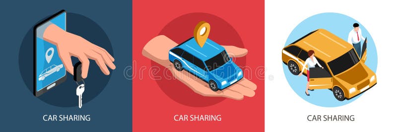 Carsharing Isometric Flowchart Stock Vector - Illustration of location ...