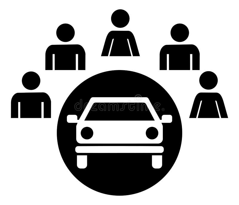 Car Sharing Icon with Group Stock Vector - Illustration of community ...