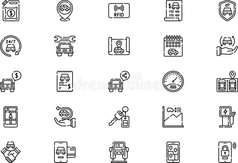Car Sharing Icons Collection is a Vector Illustration with Editable ...
