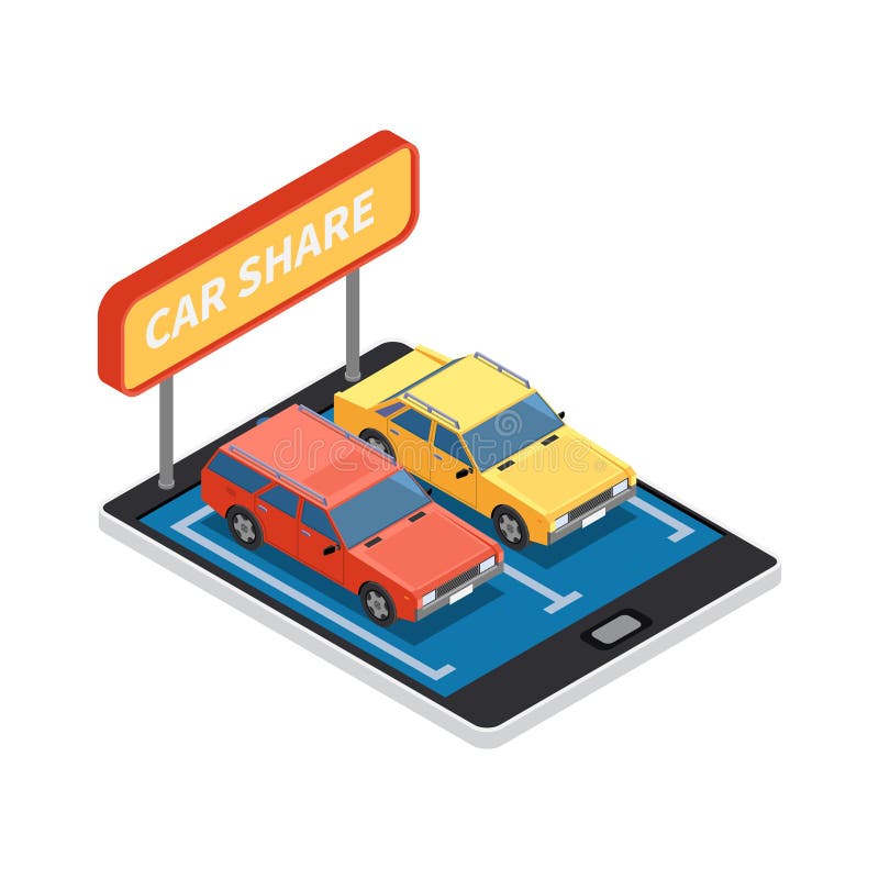 Car Sharing Parking Composition Stock Vector - Illustration of modern ...