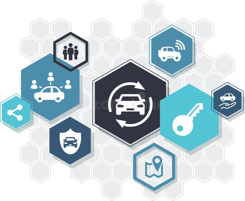 Car Sharing / Ride Sharing & Carpooling Icons Concept â€“ Vector ...