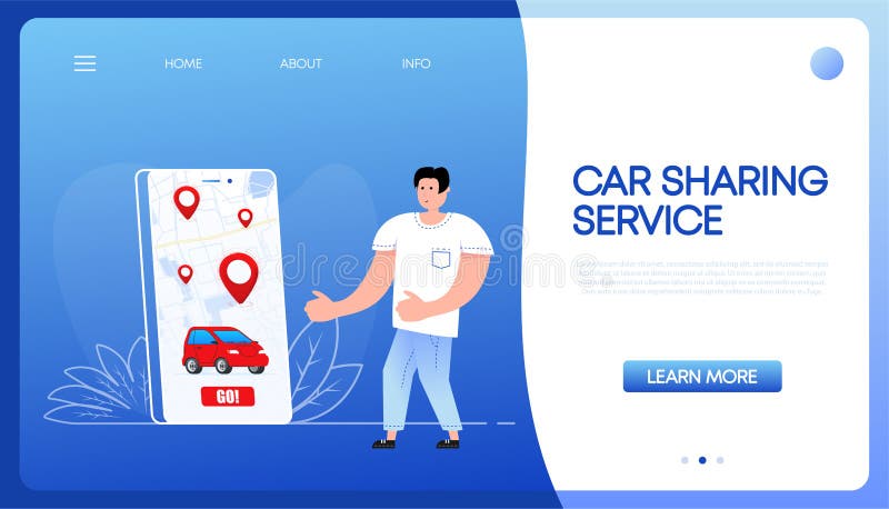 Car Sharing Service. Share Automobile for Commuting. Vector ...