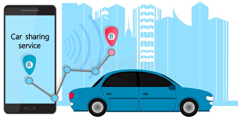 Car Sharing Service. Vector. Stock Vector - Illustration of parking ...