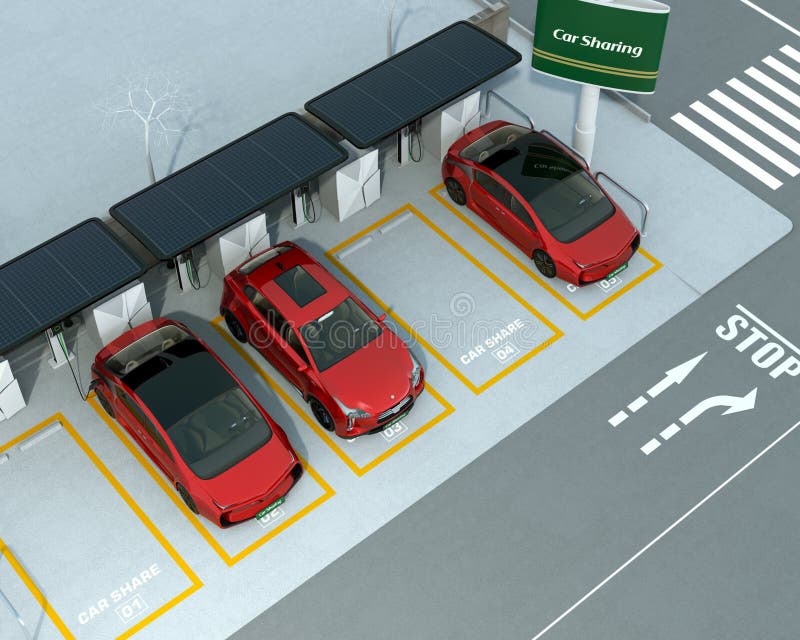 Car Sharing Station on the Corner of the Street Stock Illustration ...