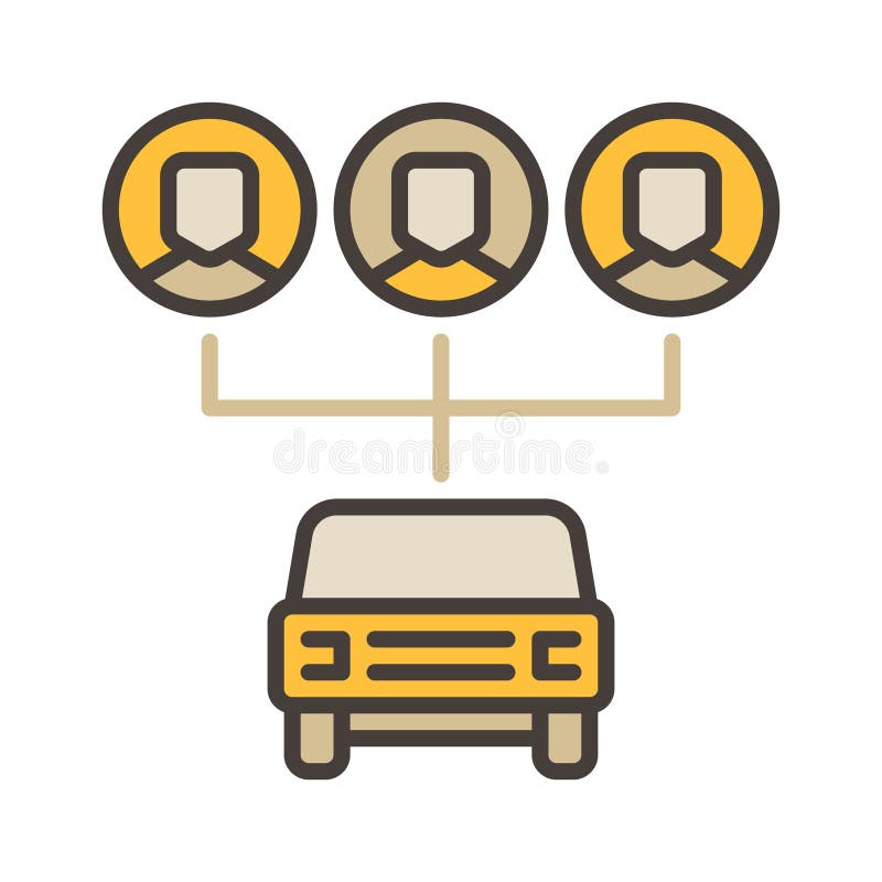 Car Sharing Vector Car with People Concept Colored Icon Stock Vector ...