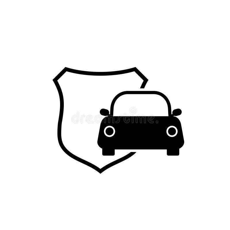 Car with Shield Icon Isolated on White Background Stock Vector ...