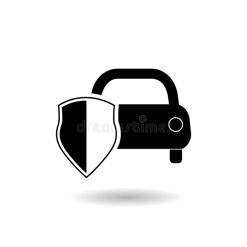 Car with Shield Icon Logo with Shadow Stock Vector - Illustration of ...