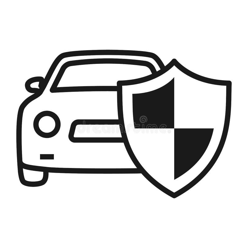Car Shield Icon, Transport Insurance Symbol. Linear Vector Illustration ...