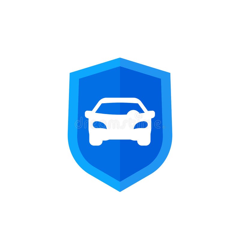 Car and Shield Icon on White Stock Vector - Illustration of element ...