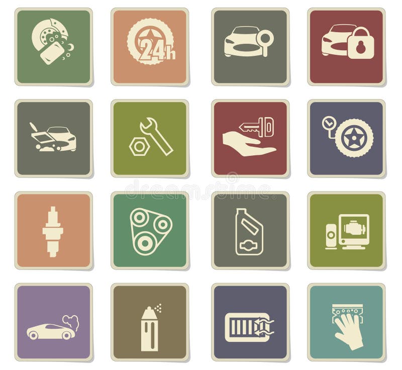 Car shop icon set stock illustration. Illustration of canister - 89864997