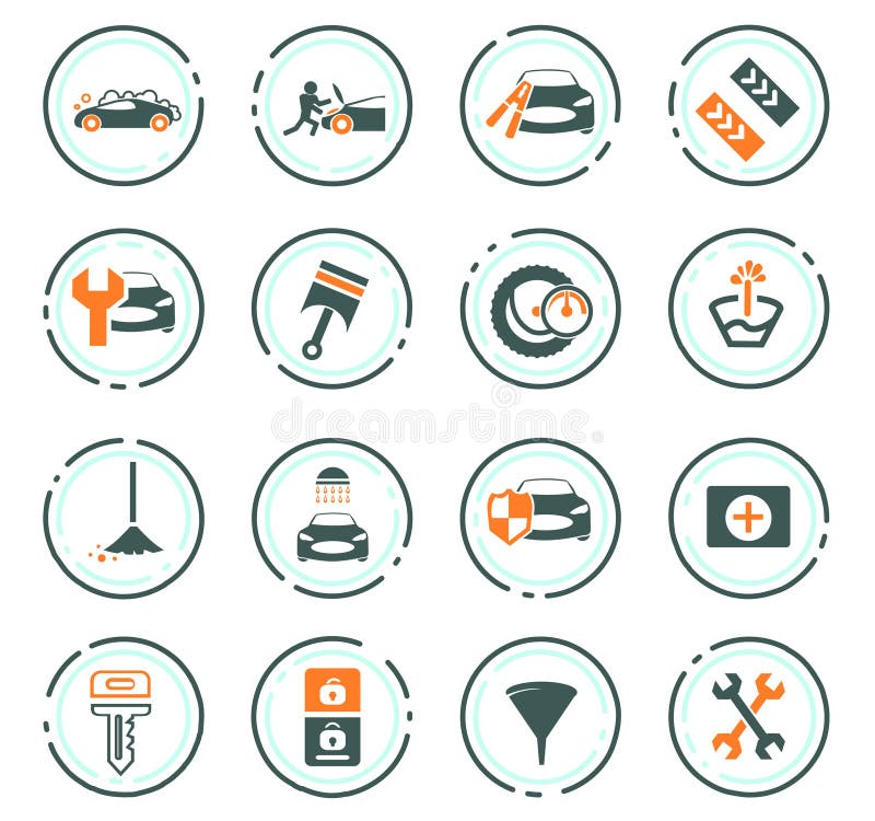 Car shop icons set stock vector. Illustration of label - 155269381
