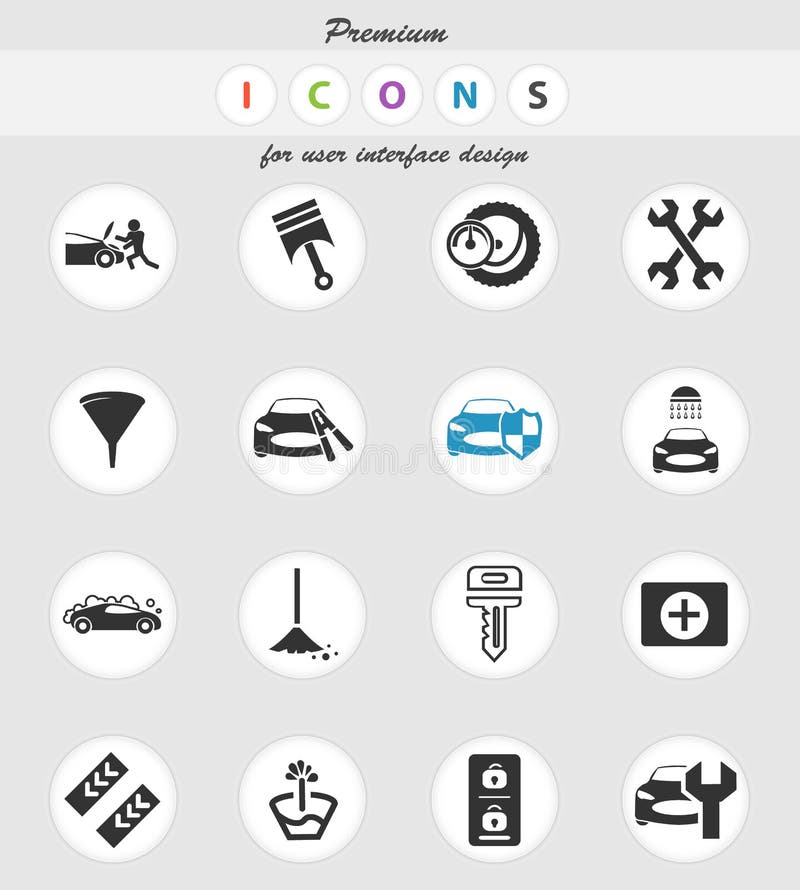Car shop icon set stock vector. Illustration of shop - 122946075