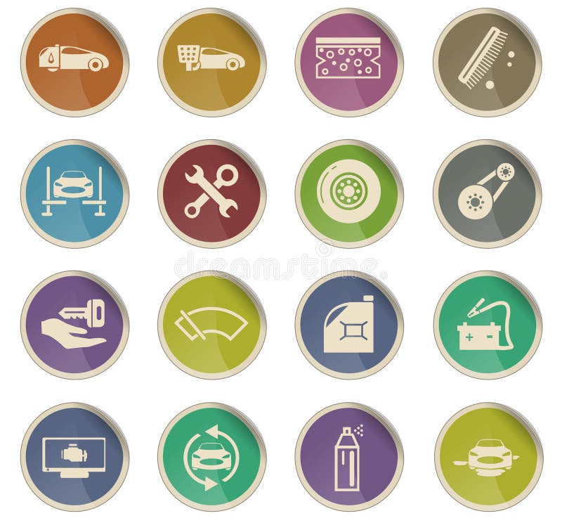 Car shop icon set stock vector. Illustration of brush - 123567995