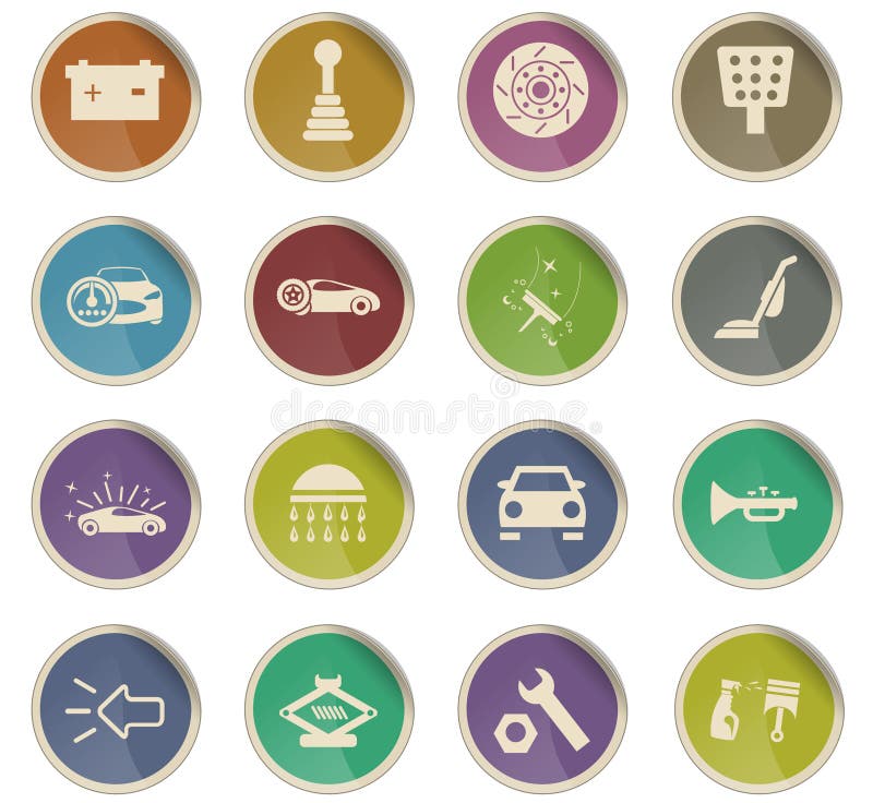 Car shop icon set stock vector. Illustration of plate - 123568055