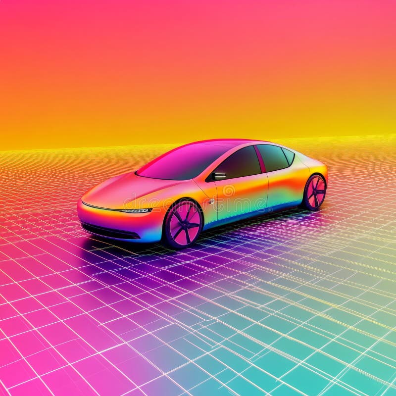 A Car is Shown in a Colorful Background Stock Illustration ...