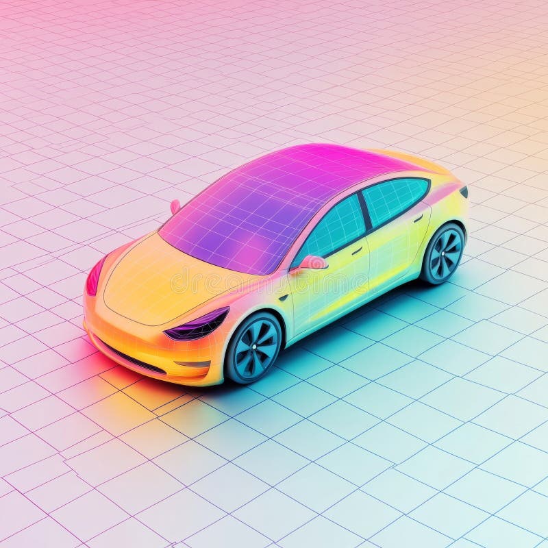 A Car is Shown in a Colorful Pattern Stock Illustration - Illustration ...