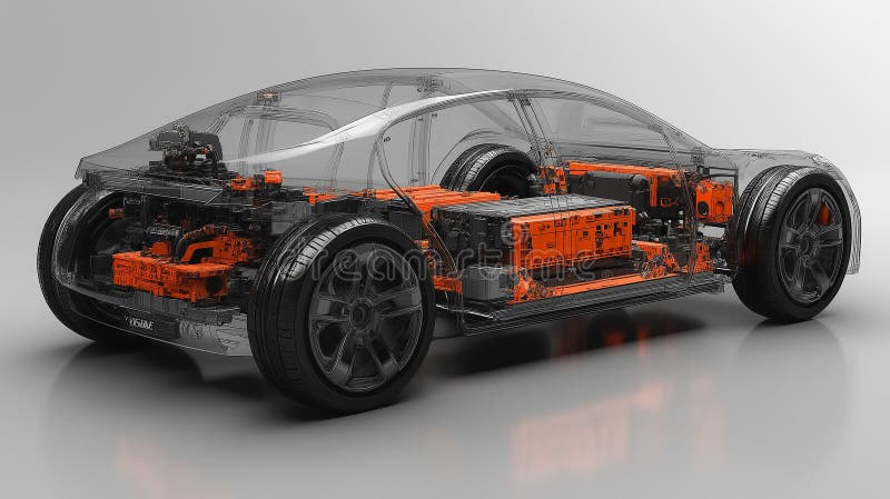 A Car is Shown in a 3D Model, with Its Engine and Wheels Visible. the ...