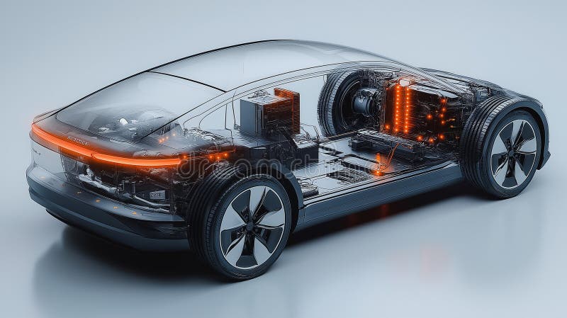 A Car is Shown in a 3D Model, with Its Engine and Wheels Visible. the ...