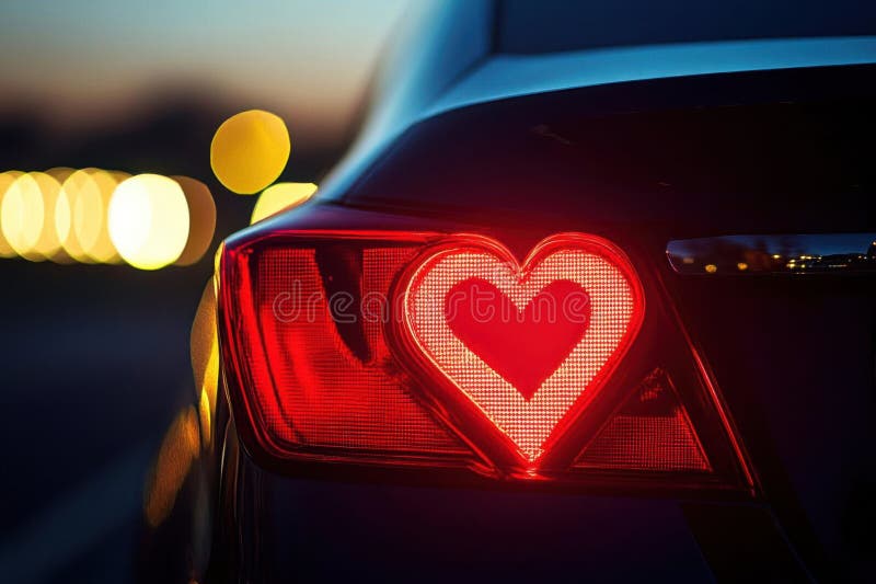 Car Shows Love with Heart Taillight at Night and Expresses Affection ...