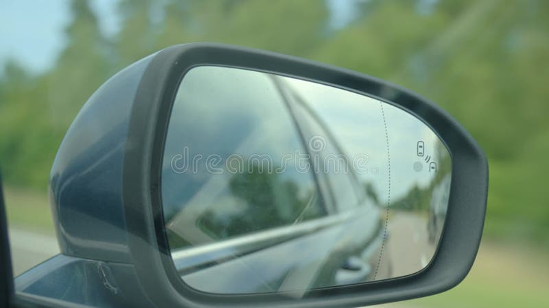 Car Side Mirror with Blind Spot Warning Indicator Stock Footage - Video ...