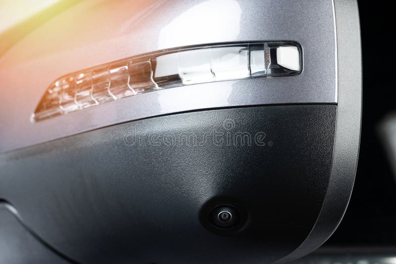 Car Side Mirror with Light and 360 Camera Lens Stock Photo - Image of ...