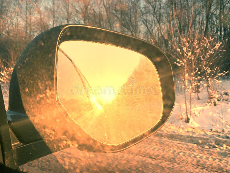 Car Side Mirror Reflected Sun Stock Image - Image of white, climate ...