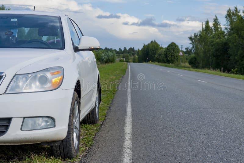 Car is on the Side of the Road Stock Photo - Image of percur, rest ...