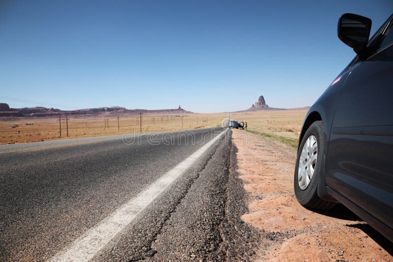 Car on side of road stock image. Image of perspective - 9915495