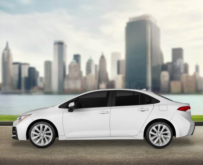 Car side view in city stock photo. Image of transportation - 297648324