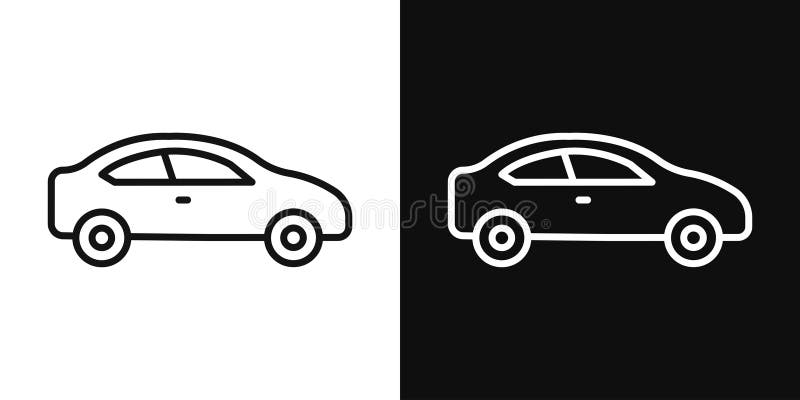 Car Side View Icon Set. Car Vehical Vector Symbol in Black Filled and ...