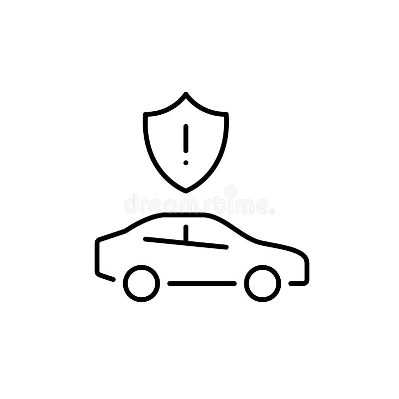 Car Side View and Security Shield with Exclamation Mark. Maintenance ...