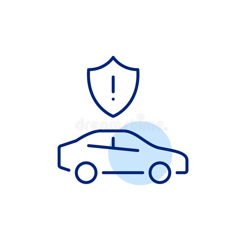 Car Side View and Security Shield with Exclamation Mark. Maintenance ...