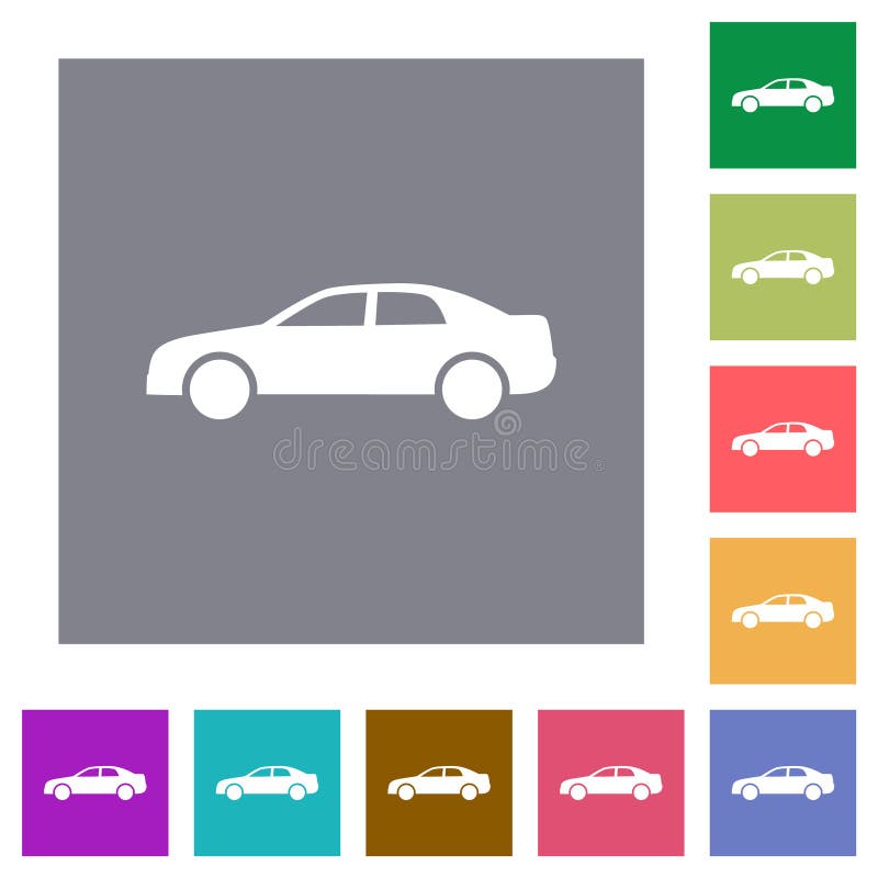 Car Side View Square Flat Icons Stock Vector - Illustration of ...