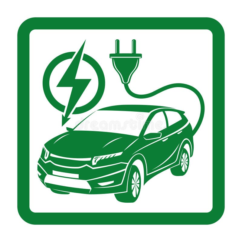Green Sign of Electric Car. Stock Vector - Illustration of power ...