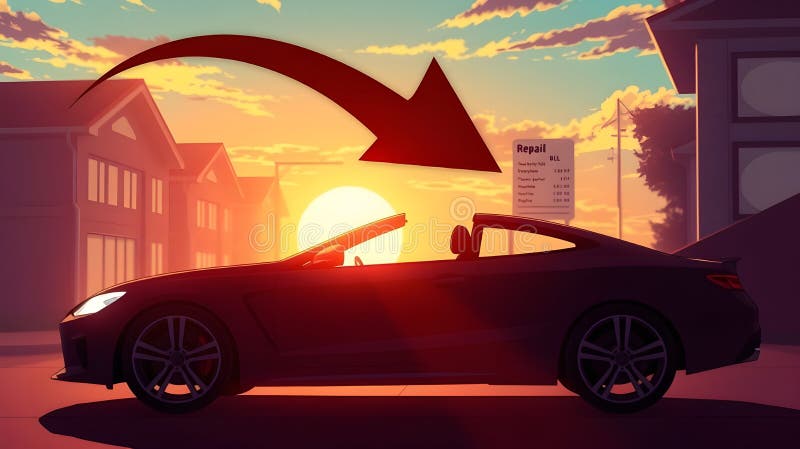 A Car Silhouette with an Arrow Pointing Towards a Repair Bill Stock ...