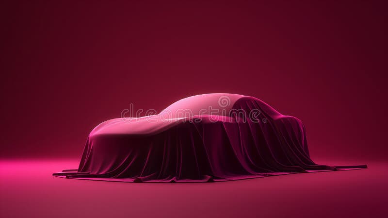 Luxurious Car Draped in Fabric, Unveiled in Dark Studio, 3D Rendering ...