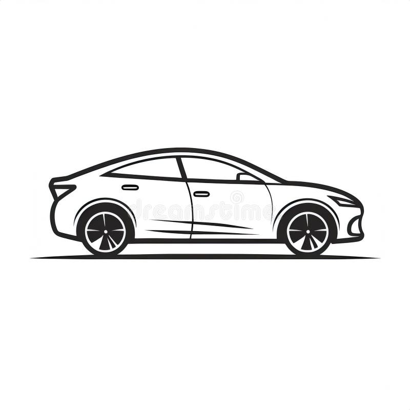 Car Silhouette Drawing Featuring Sleek Linear Design Stock Illustration ...