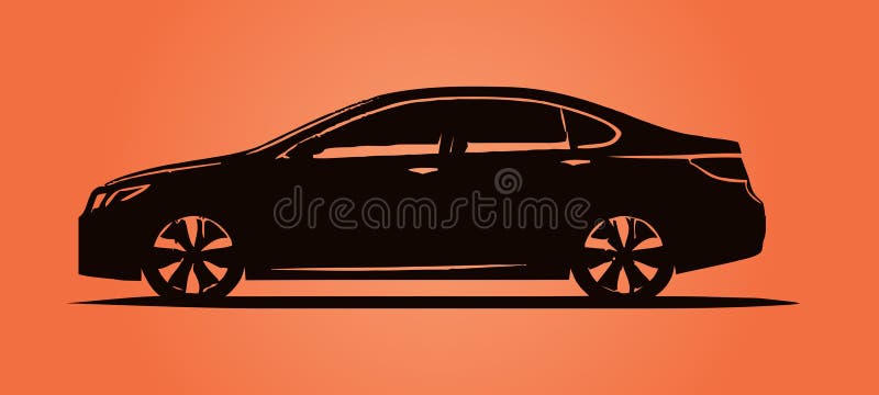 Car Silhouette on Red Gradient Background, Vector Illustration Stock ...