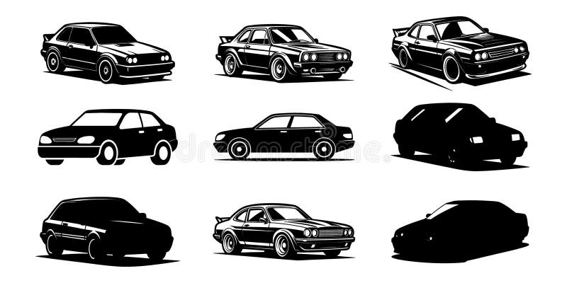 Car Silhouettes Set, Large Pack of Vector Silhouette Design Stock ...