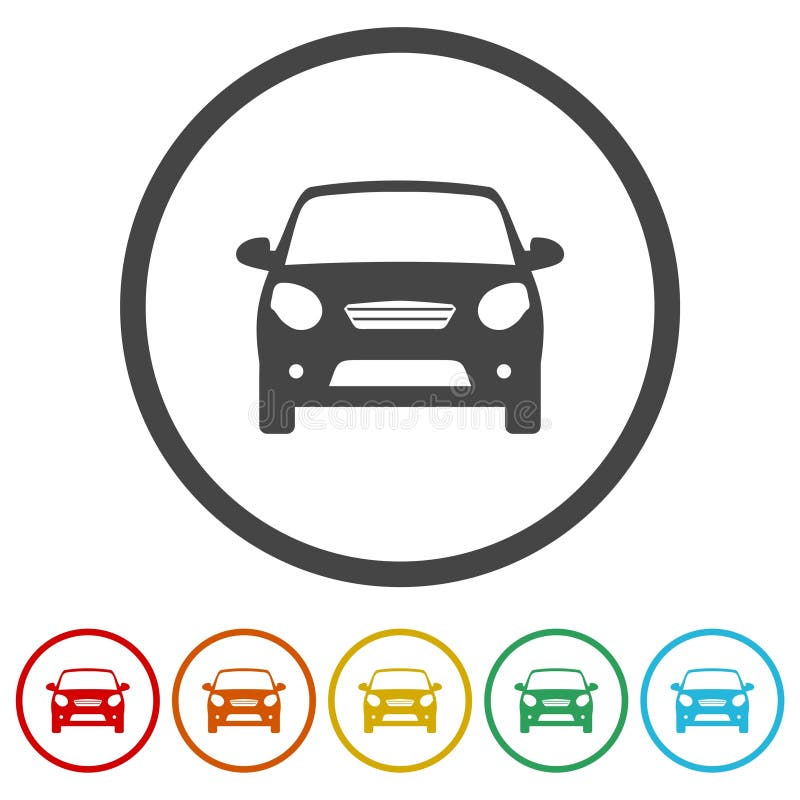 Car Simple Icon. Set Icons in Color Circle Buttons Stock Vector ...