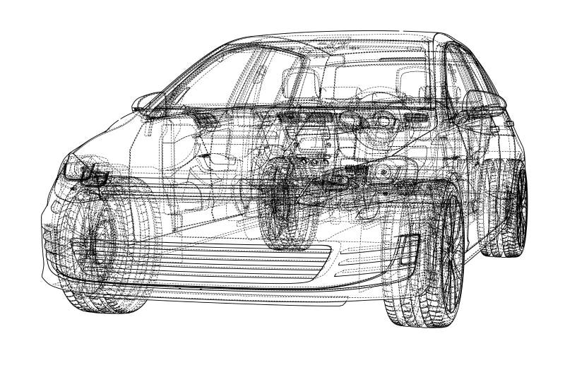 Car sketch. Vector stock vector. Illustration of blueprint - 112520079