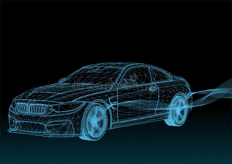 Car Sketch. Vector Rendering of 3d. Wire-frame Style. the Layers of ...