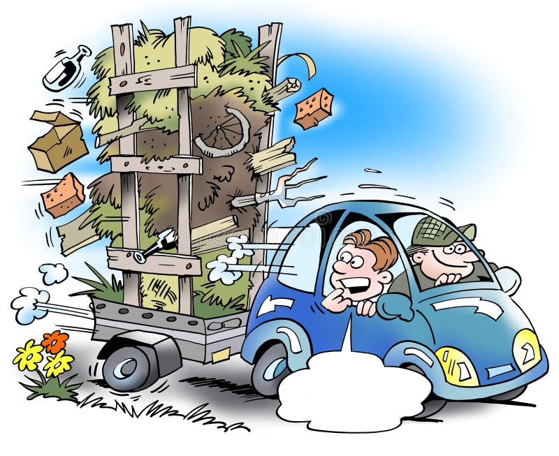A Car with a Small Trailer that is Overloaded Too Much Stock ...