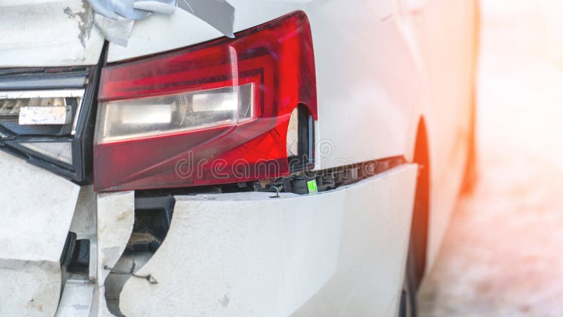 A Car with a Smashed Rear End Stock Image - Image of white, bumper ...
