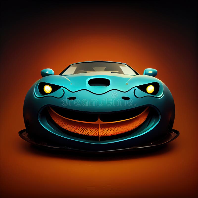 A Car with a Smile on Its Face and a Hood Up on it S Head Stock ...