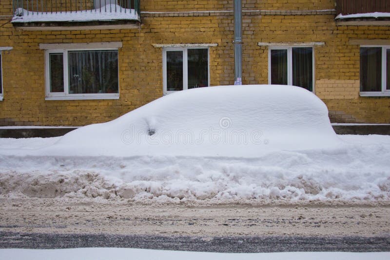 Car in snow stock image. Image of road, disaster, north - 28143901